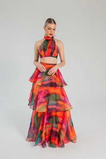 YAURA Faari Skirt & Top Set Aquarelle Print Size 8 | The Volte