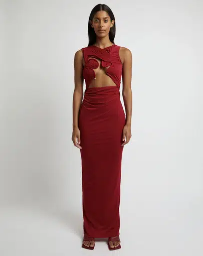 Christopher Esber Venus Cut Out Tank Maxi Dress Cherry Size 6