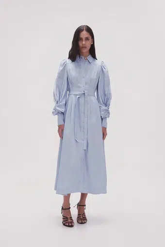 Aje Bonnie Knot Sleeve Midi Dress Light Sky Blue Size 4 | The Volte