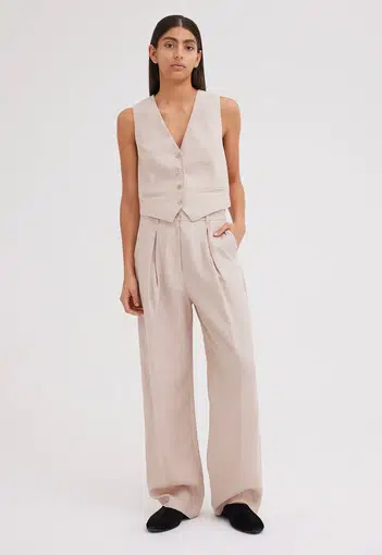 Jac + Jack Seed Linen Waistcoat Vest Stone Neutral Size 8 | The Volte