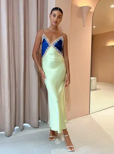 Ginia Sadie Dress in Lime/Lapis Size XS / AU 6 | The Volte