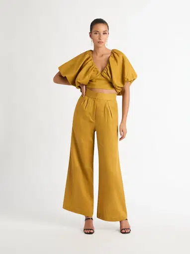Sheike Argentina Linen Top and Pants Set Olive Size 12 | The Volte
