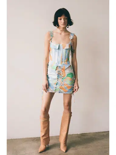 Zaco Tyra Lace Up Mini Dress Calista Aliza Multi Size S / AU 8