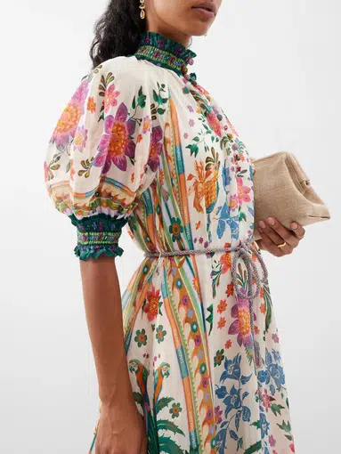 Zimmermann Ginger Swing Maxi Dress Cream Multi Size 3 / AU 14