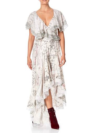 Camilla Crystal Castle Frill Sleeve Long Dress Size Medium | The Volte