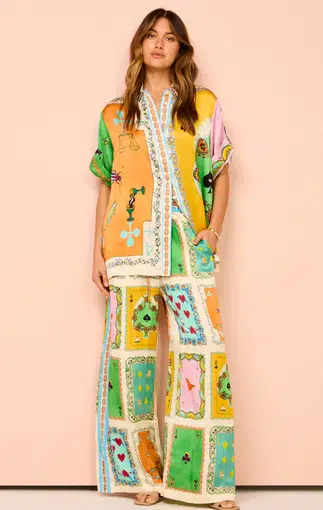 Alemais Rummy Silk Shirt and Pant Set Multi Size 12 | The Volte