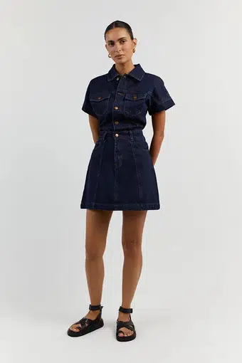 Dissh Poppy Denim Mini Dress Indigo Size 8 | The Volte