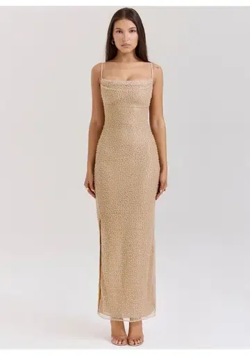 House of CB Calla Embellished Maxi Dress Seapearl Size S / AU 8