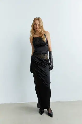 Sir the Label Dunya Cami & Draped Skirt Set Black Size 6 | The Volte