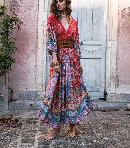 Spell Lotus Kimono Sleeve Maxi Dress Print Size S/AU 8 | The Volte