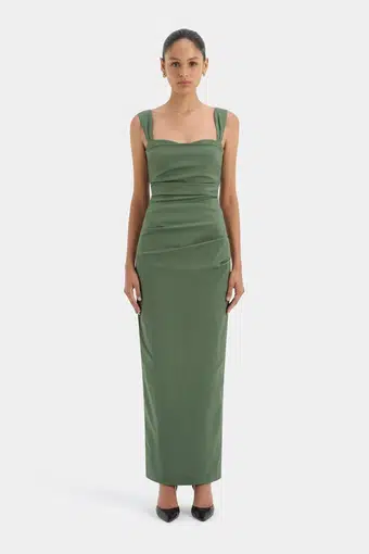 Sir the Label Florent Balconette Gown in Forest Green Size 1/Au 8