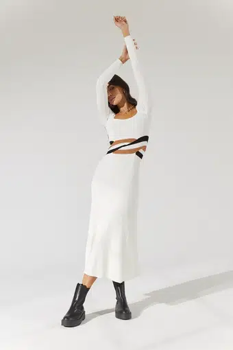 Sovere Inertia Knit Midi Dress White Size 8 | The Volte