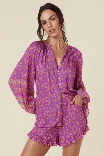 Spell Madame Peacock Blouse and Short Set Print Size M | The Volte