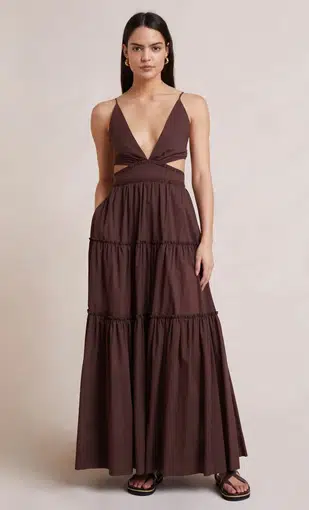 Bec & Bridge Carla V Maxi Dress in Chocolate Size 10 / M