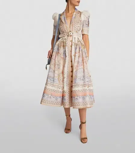 Zimmermann High Tide Midi Shirt Dress Odyssey PrintSize 4 / Au 16