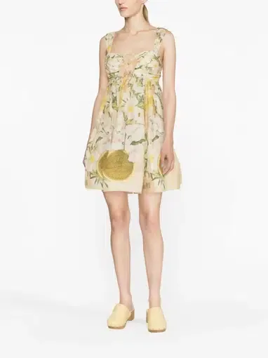Zimmermann Coaster Strapless Ruched Mini Dress Floral Print Size 1/Au