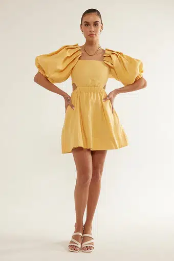 Sovere Noble Mini Dress Yellow Size XL | The Volte