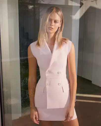 Scanlan Theodore Crepe Knit Vest and Skirt Set Angel Pink Size 6