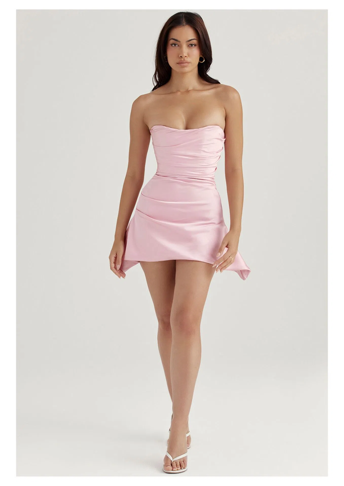 House of CB Jasmine Draped Strapless Corset Mini Dress Rose Pink Size