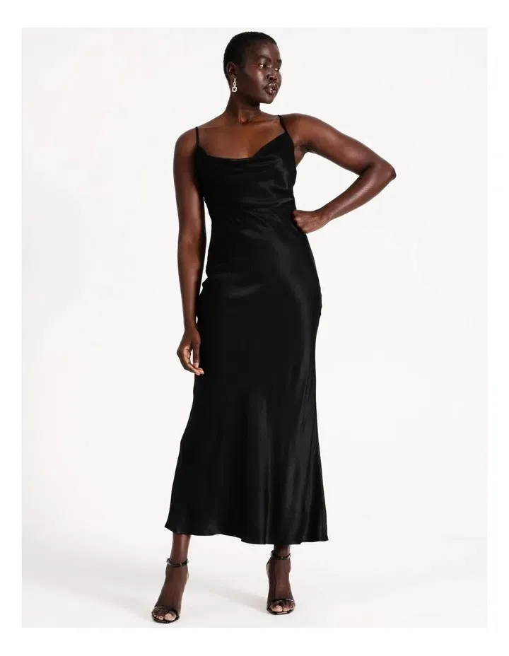 Wayne Cooper Cowl Neck Silk Slip Dress Black Size 16 | The Volte