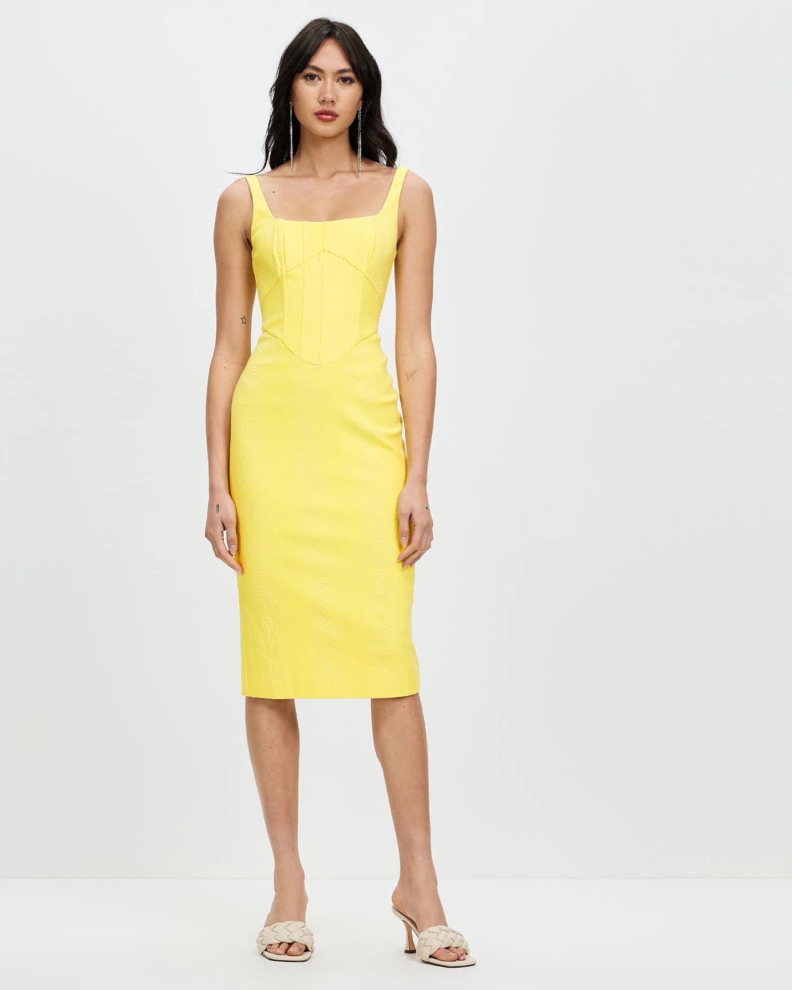 Derma Department Natalia Midi Dress Yellow Size 4 | The Volte