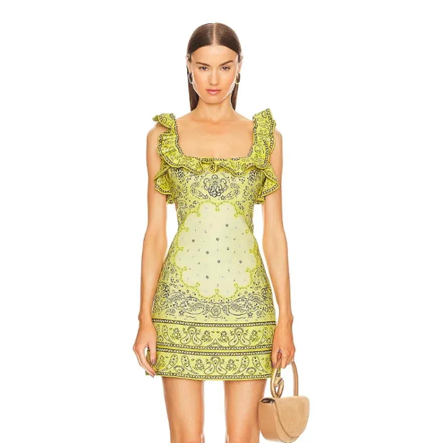 Zimmermann Matchmaker Frilled Mini Dress Yellow Bandana Size 0P / AU 6 ...