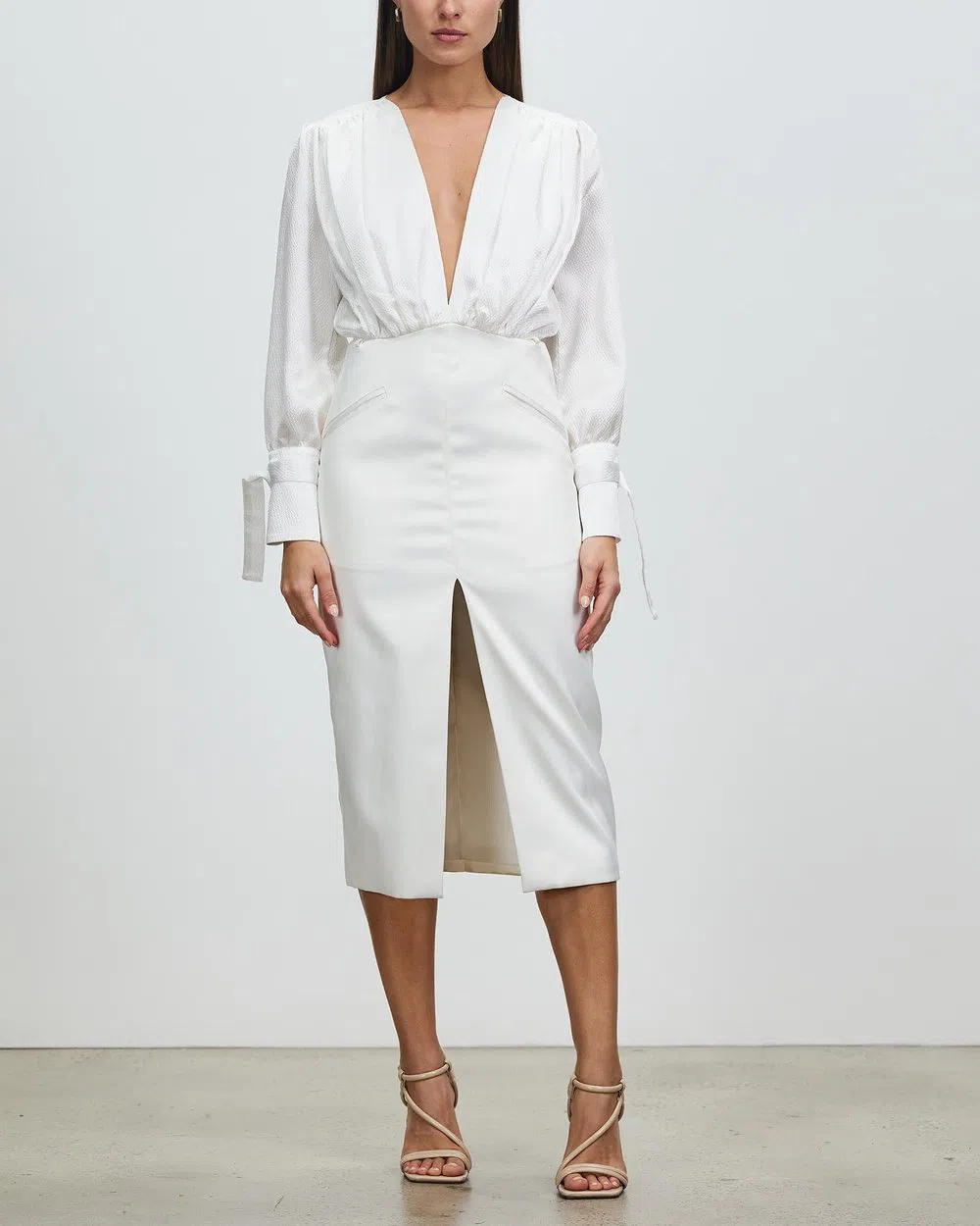 Nicola Finetti Arida Low Plunge Dress White Size 8 | The Volte