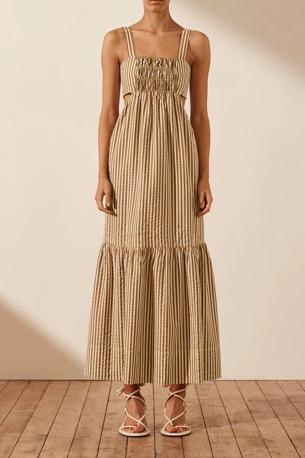 Shona Joy Hele Cut Out Ruched Midi Dress Print Size 10 | The Volte