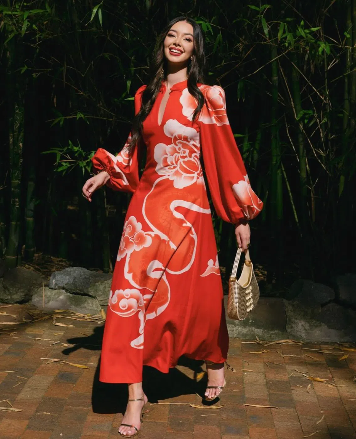 Leo Lin Janelle Midi Dress Imperial Print Size AU 10 | The Volte