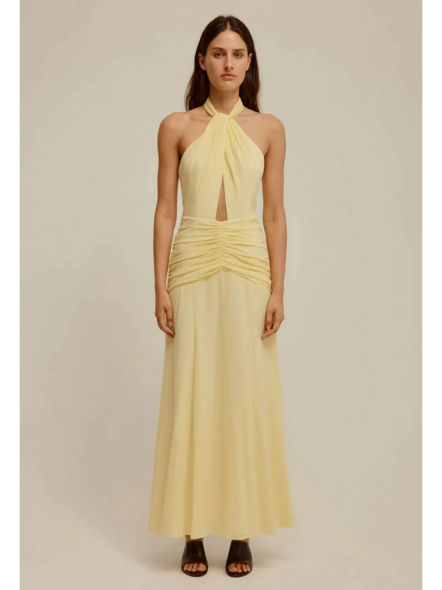 Venroy Halter Neck Cut Out Dress in Yellow Size AU 6 | The Volte