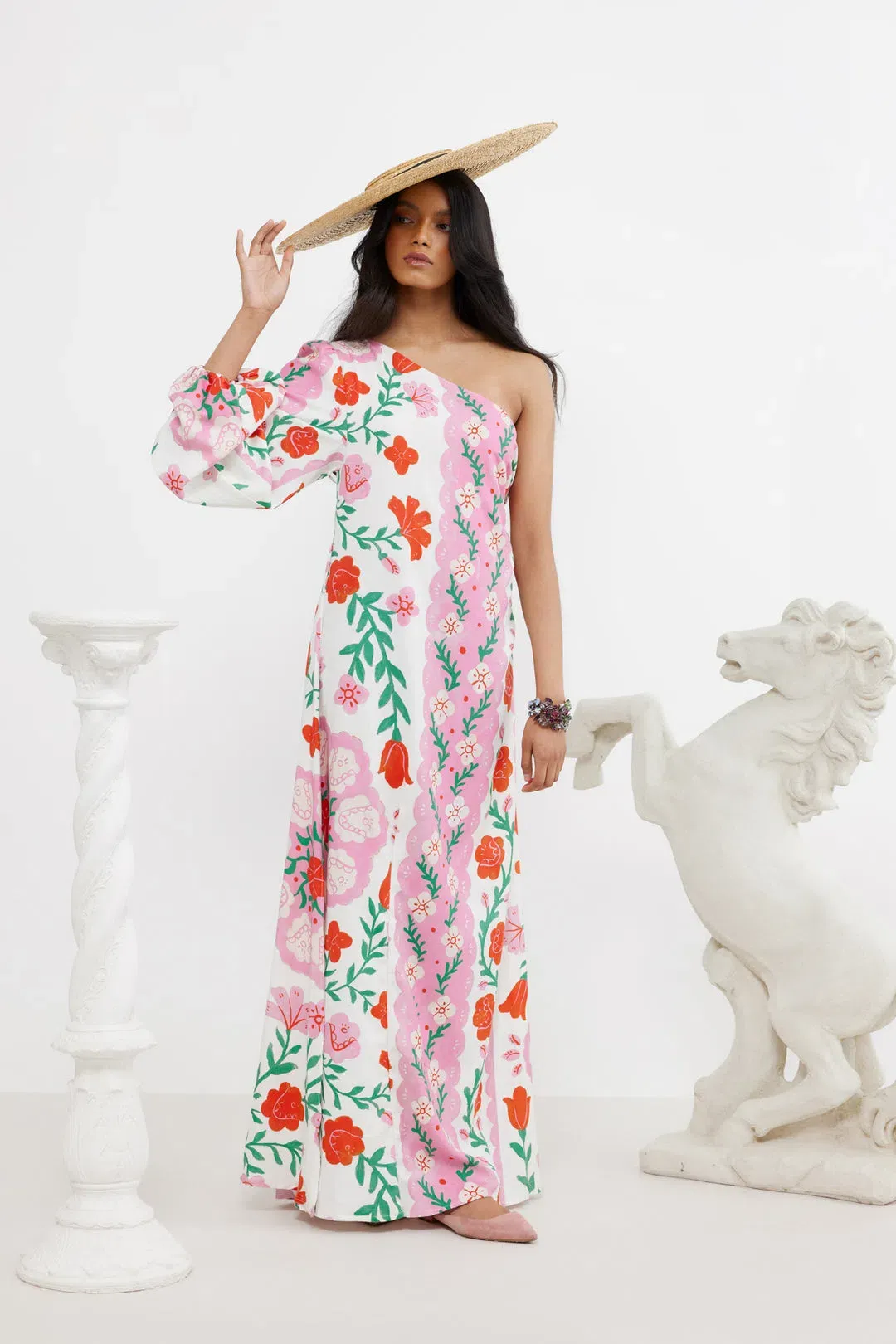 Binny Sunline One Shoulder Maxi Dress Floral Size 10 | The Volte