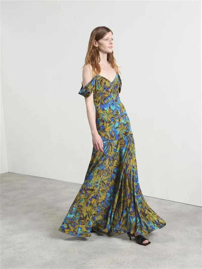 Raey UV Floral Maxi Dress Multi Floral Size 12 | The Volte