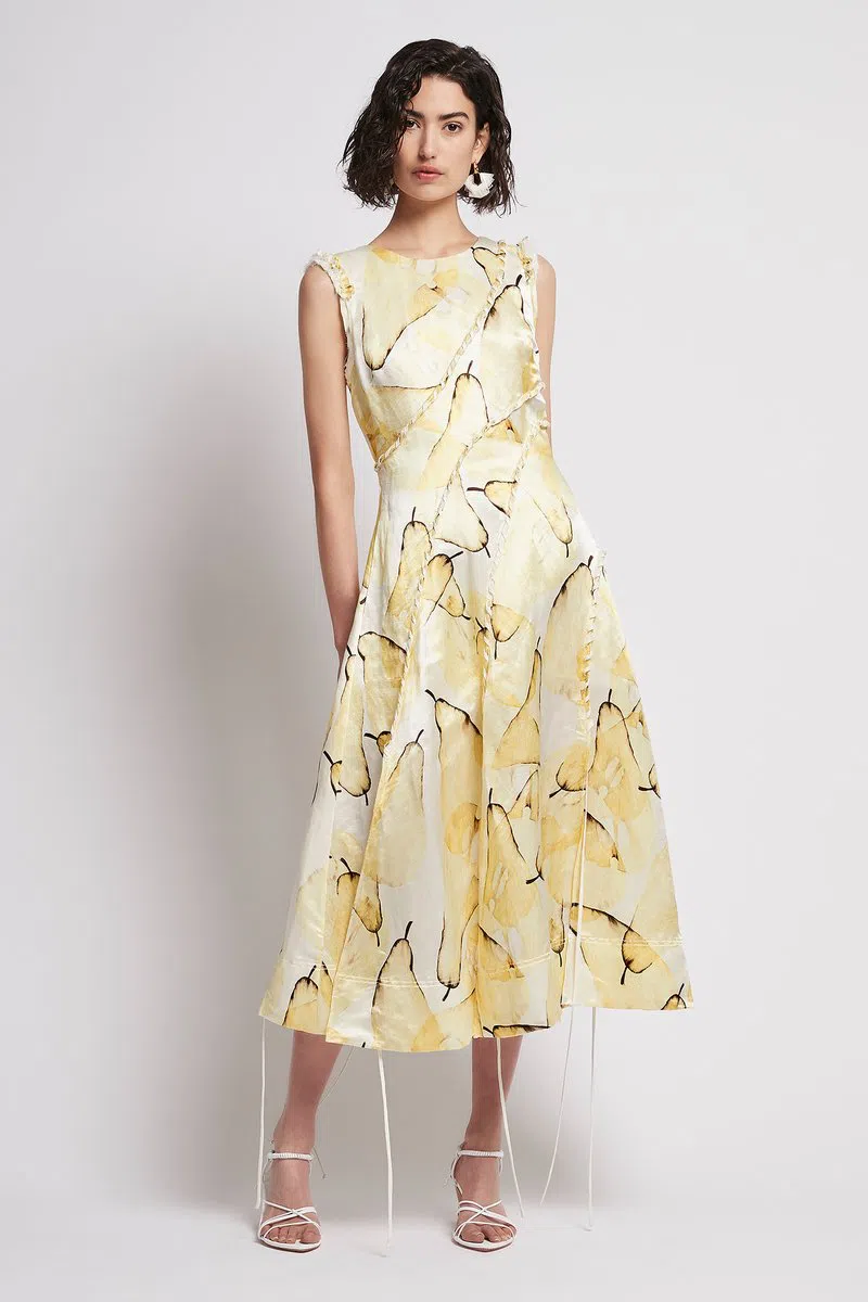 Aje Unlace Sleeveless Midi Dress Yellow Size 12 | The Volte