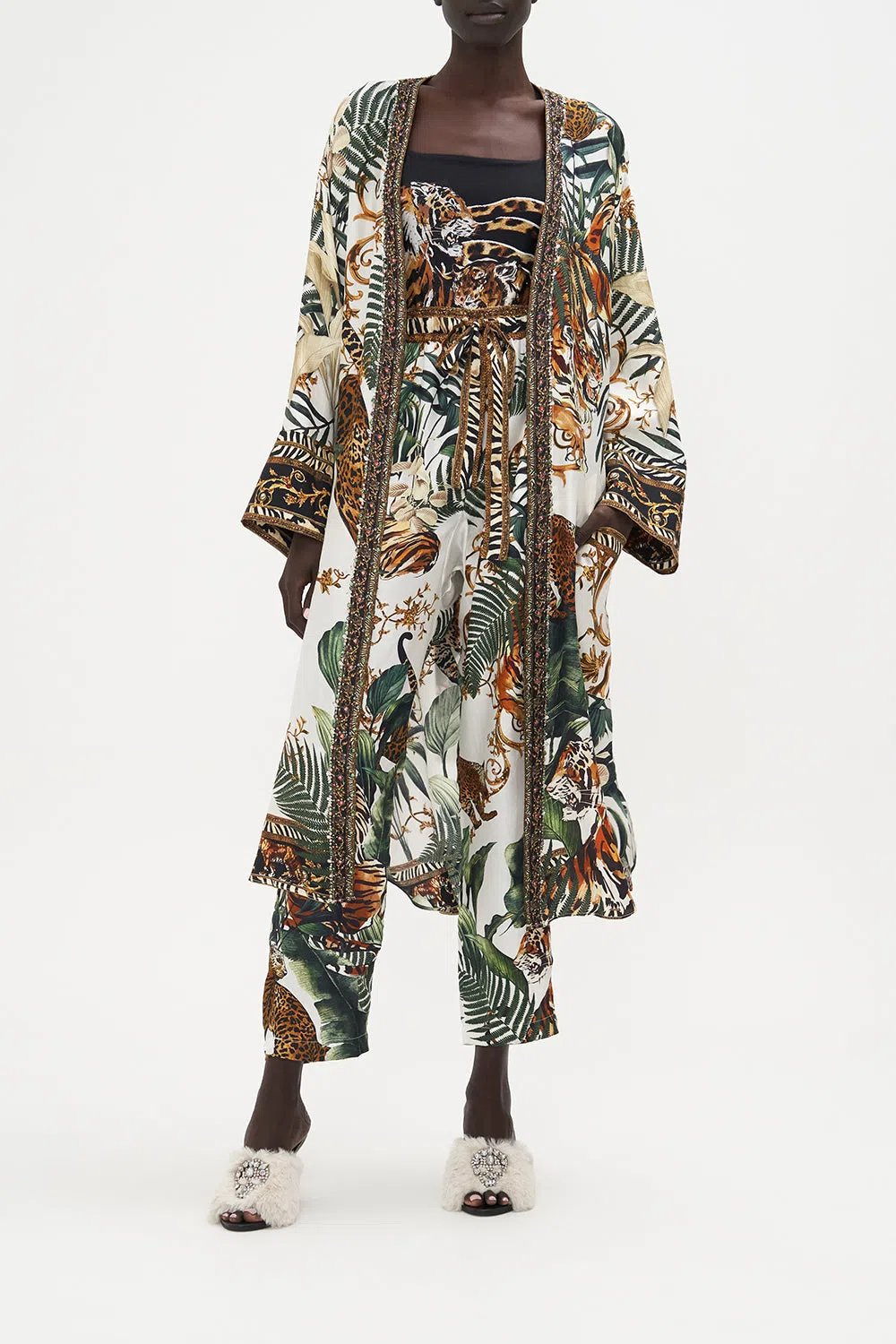 Camilla Tiger Trap Robe Midi Layer With Patch Pocket Print Size M/ AU