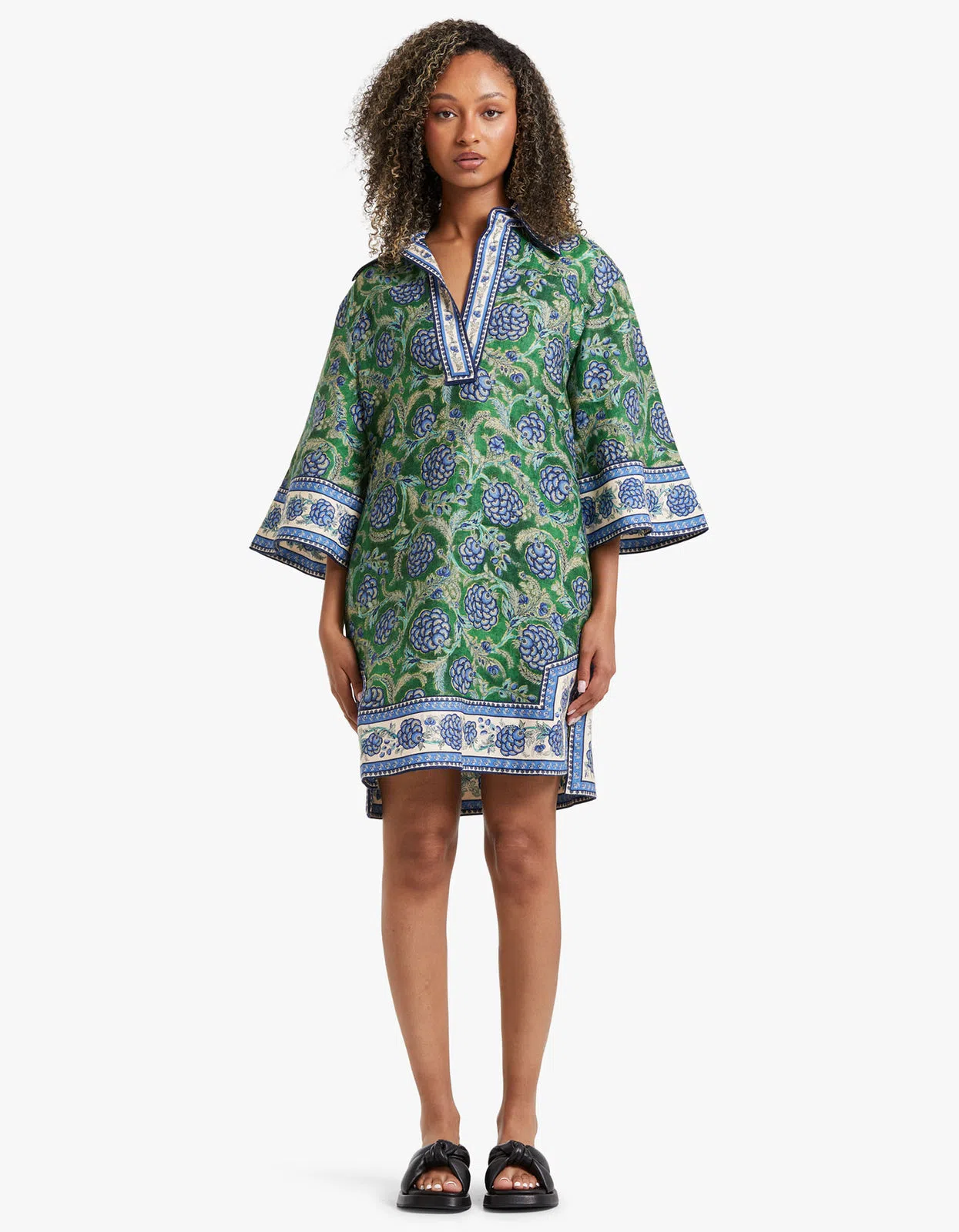 Zimmermann The Junie Tunic Dress in Green/Blue Floral Size 3/Au 14