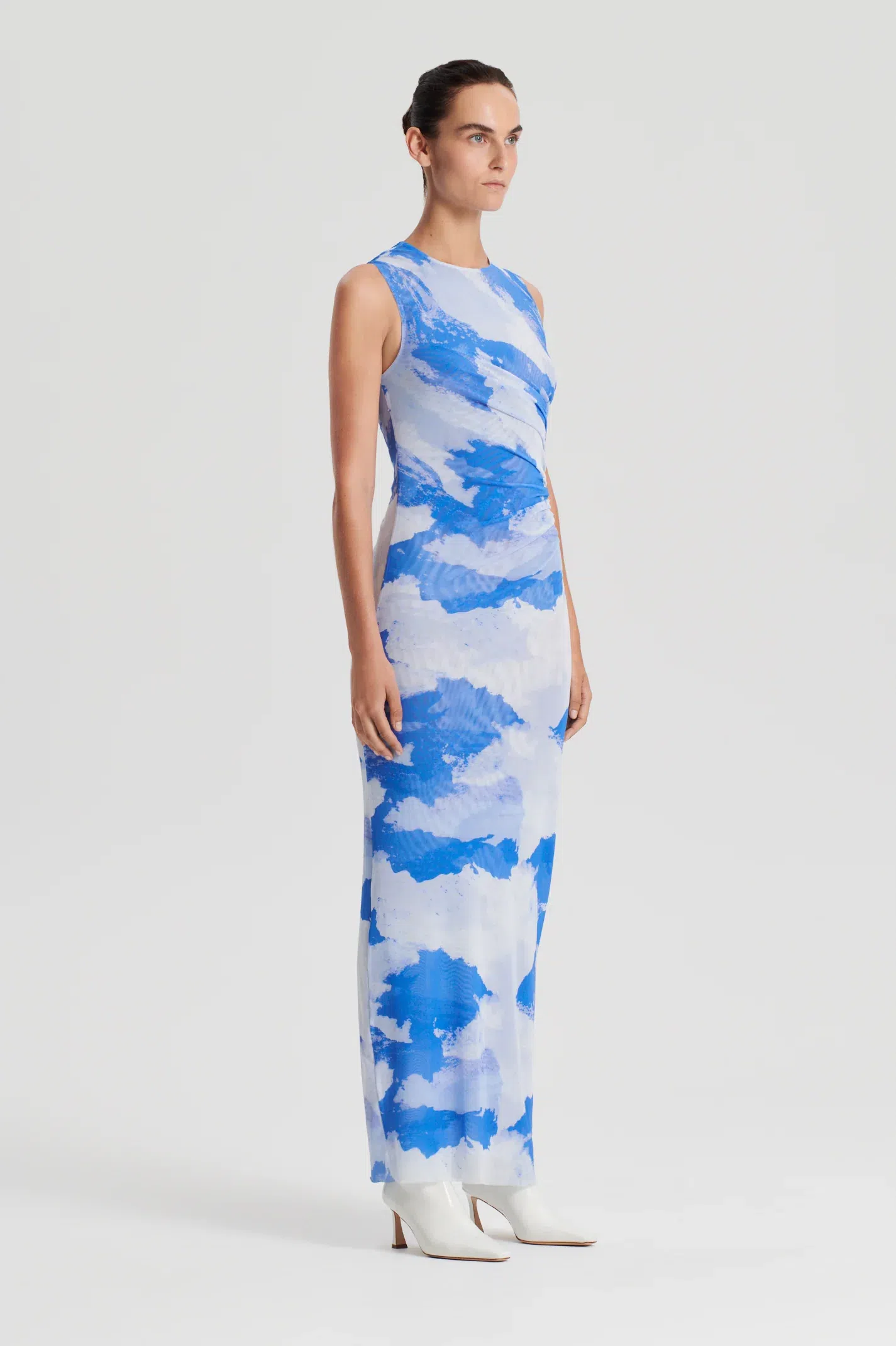 Scanlan Theodore Italian Cloud Print Dress in Blue Size 6 | The Volte