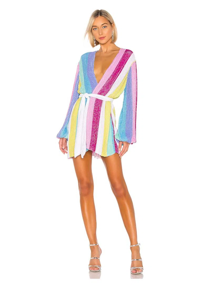 Retrofete Gabriell Sequined Robe Unicorn Stripe Size 8 | The Volte