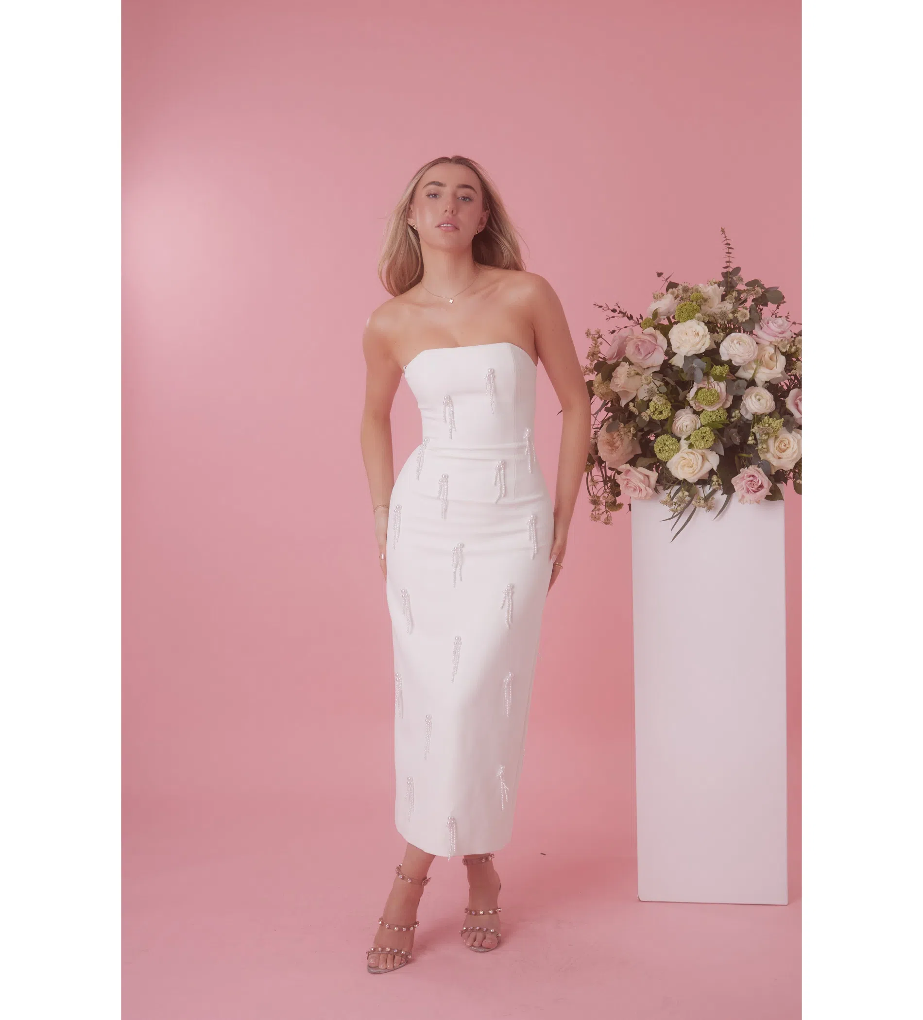 Odd Muse The Ultimate Muse Embellished Midi Dress White Size AU 10