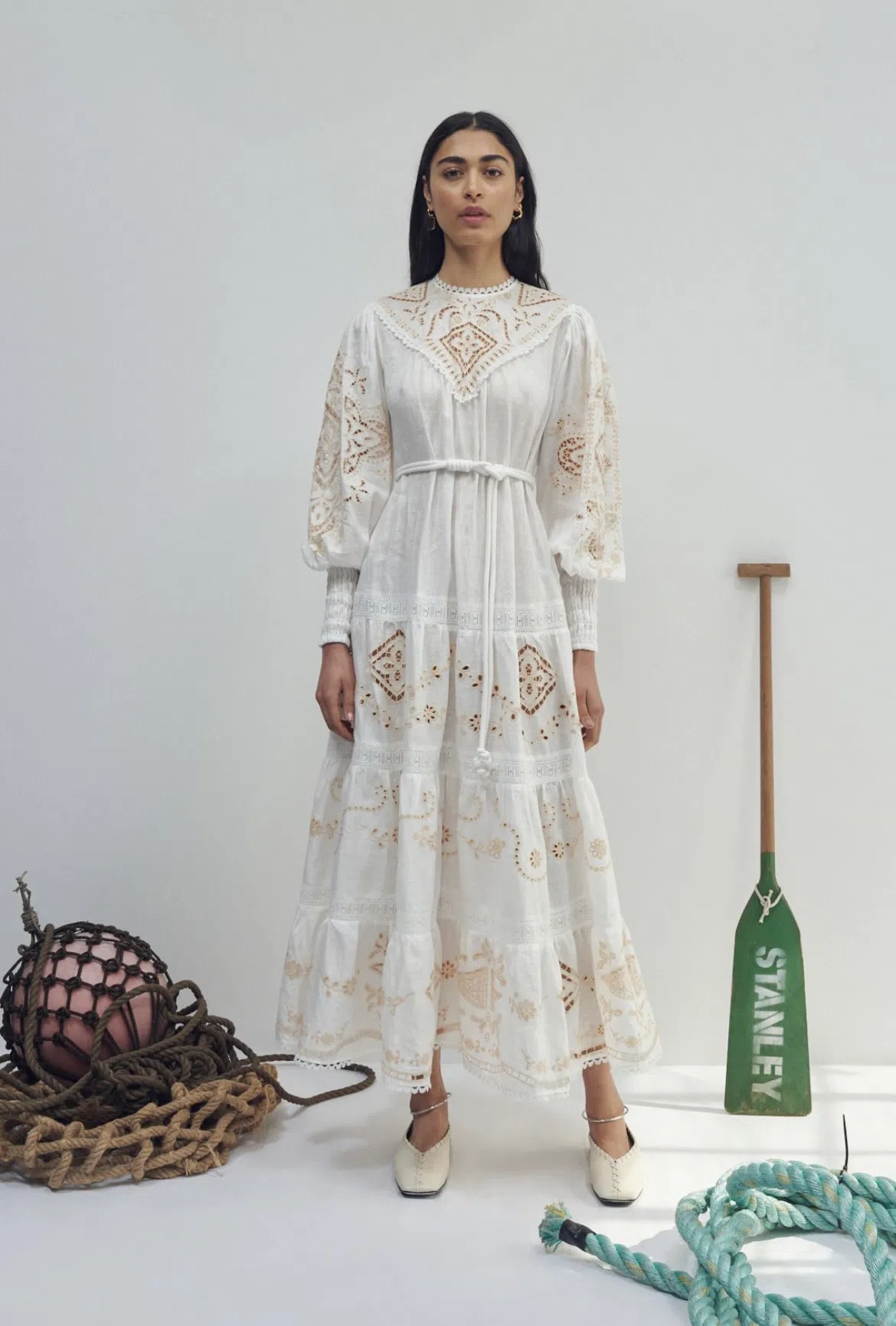 Alemais Embroidered Cecilia Midi Dress White Size AU 10 | The Volte