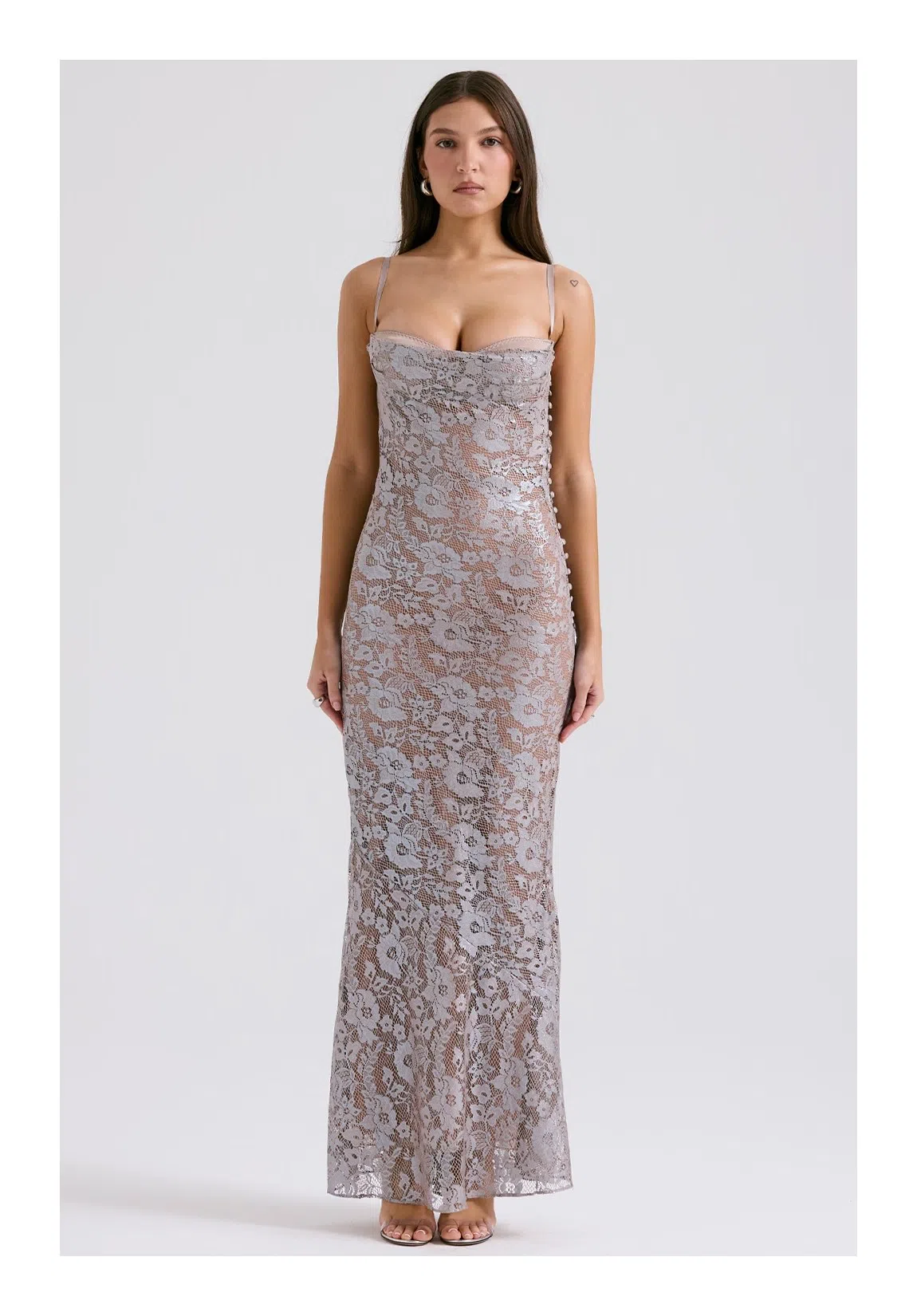 House of CB Azzurra Ice Blue Lace Godet Maxi Gown Size S/ AU 8 | The Volte