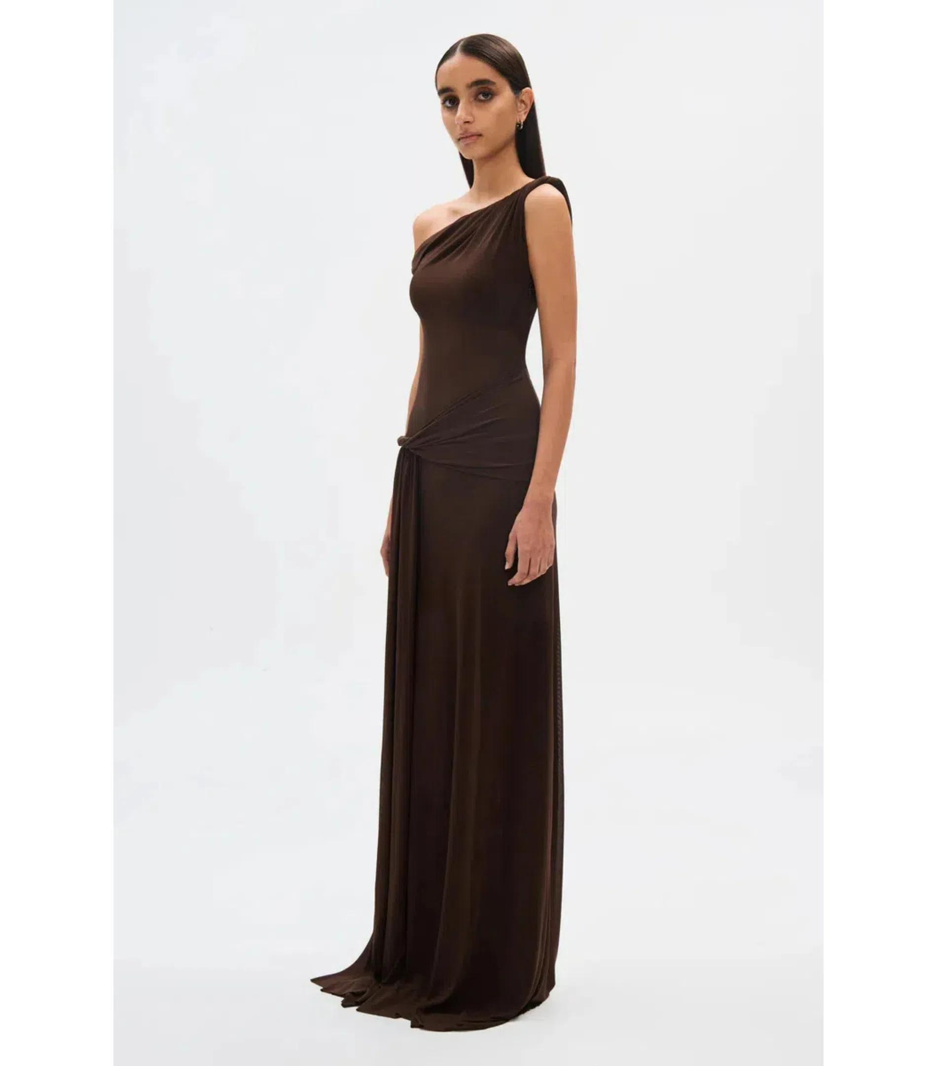 Misha Collection Sisal Mesh Maxi Dress Espresso Size 8/S | The Volte