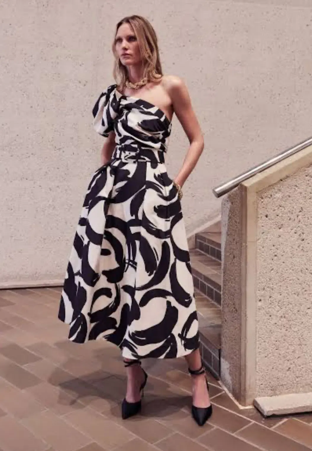 Rebecca Vallance Pompidou One Shoulder Midi Dress Print Size 12 | The Volte