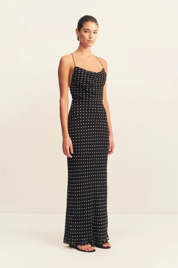 Shona Joy Houston Lace Back Maxi Dress / Polka dot / Size 16 | The Volte