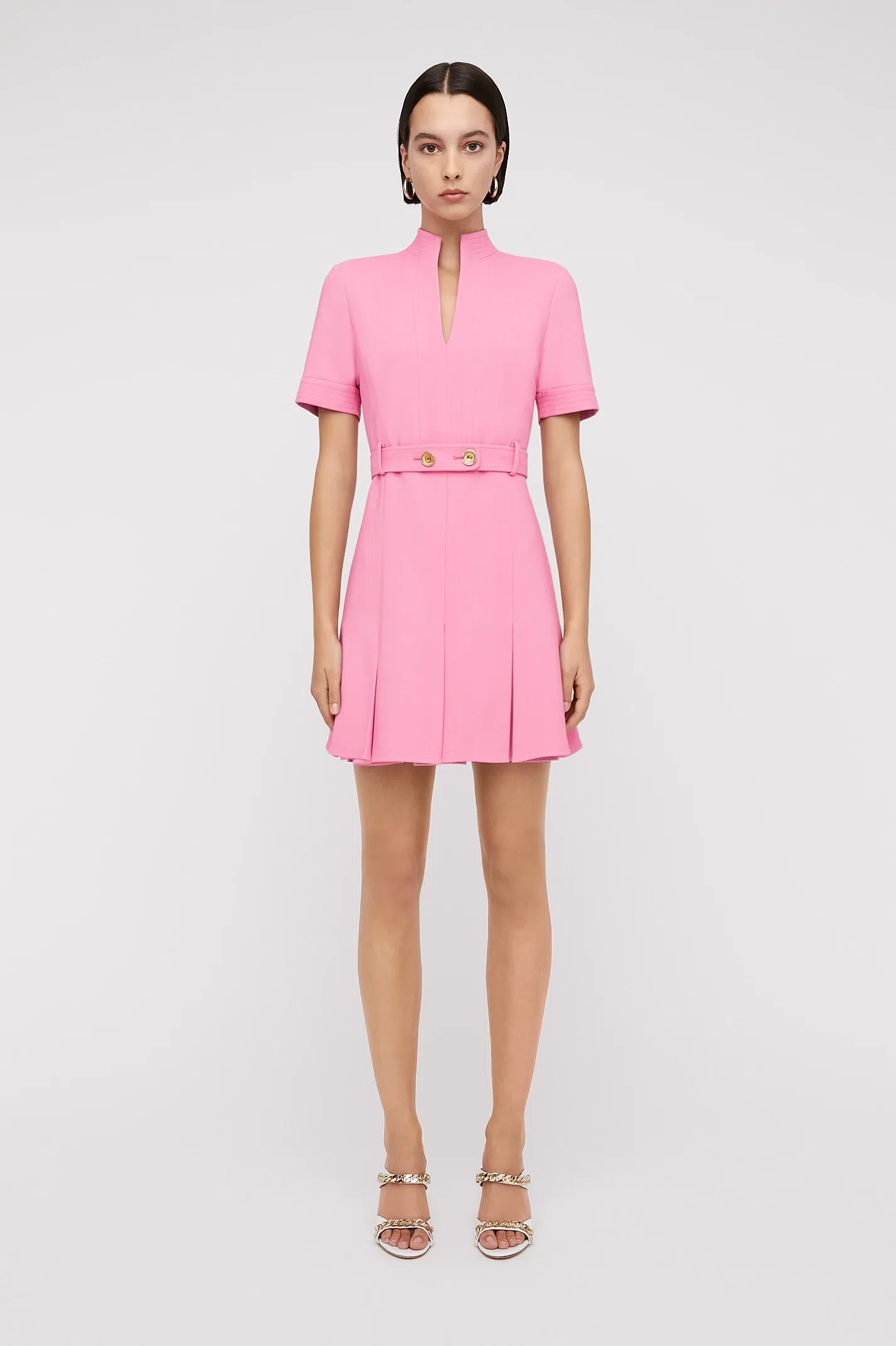 Scanlan Theodore Tailored Pleat Mini Dress Pink Size 10 | The Volte
