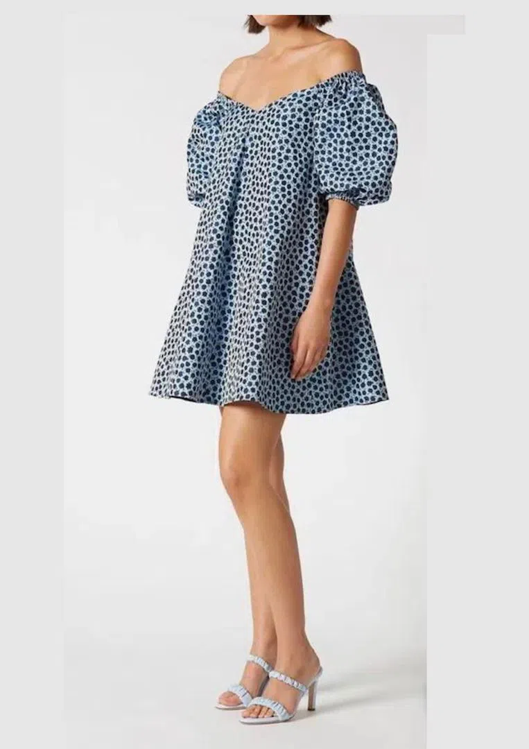 Scanlan Theodore Floral Trapeze Mini Dress Blue Size 6 | The Volte