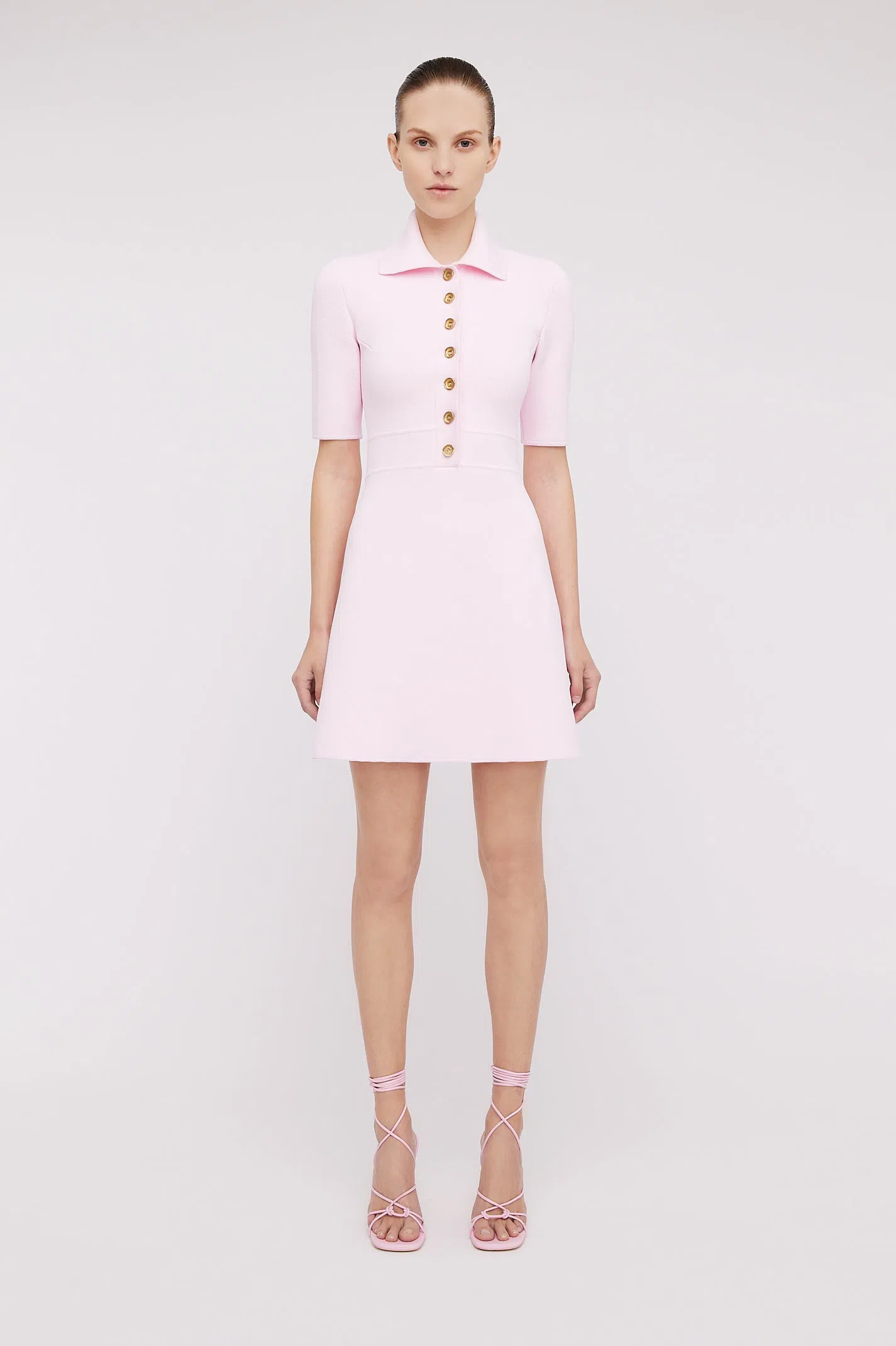 Scanlan Theodore Crepe Knit Button Mini Dress Pink Size 6 / XS