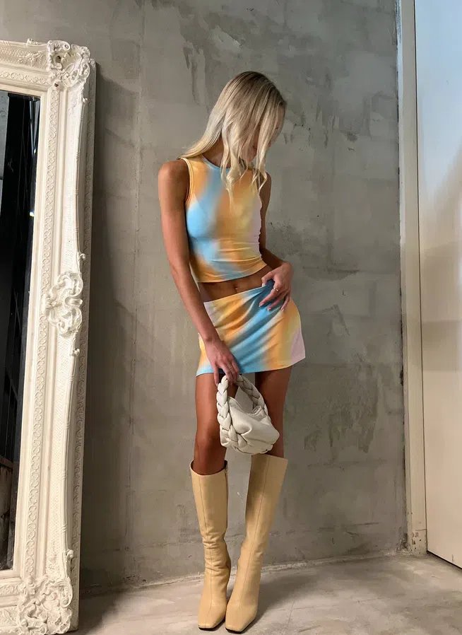 With Harper Lu Sunset Orb Tank and Skirt Set Multi Size 6 | The Volte