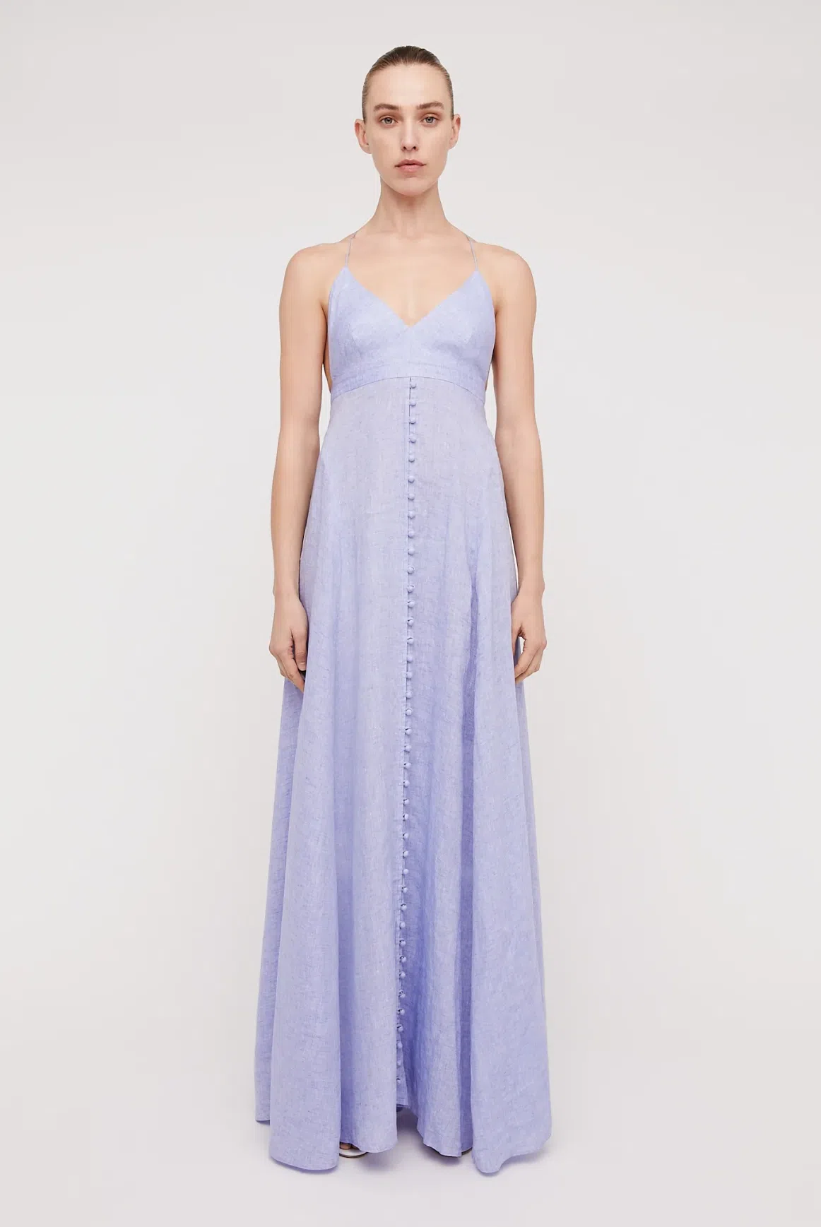 Scanlan Theodore Italian Linen Shoestring Dress Lilac Size 8