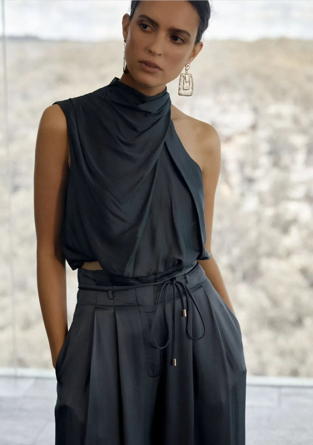 Sheike Gracie Top and High Waist Pants Set Grey Size 10 | The Volte