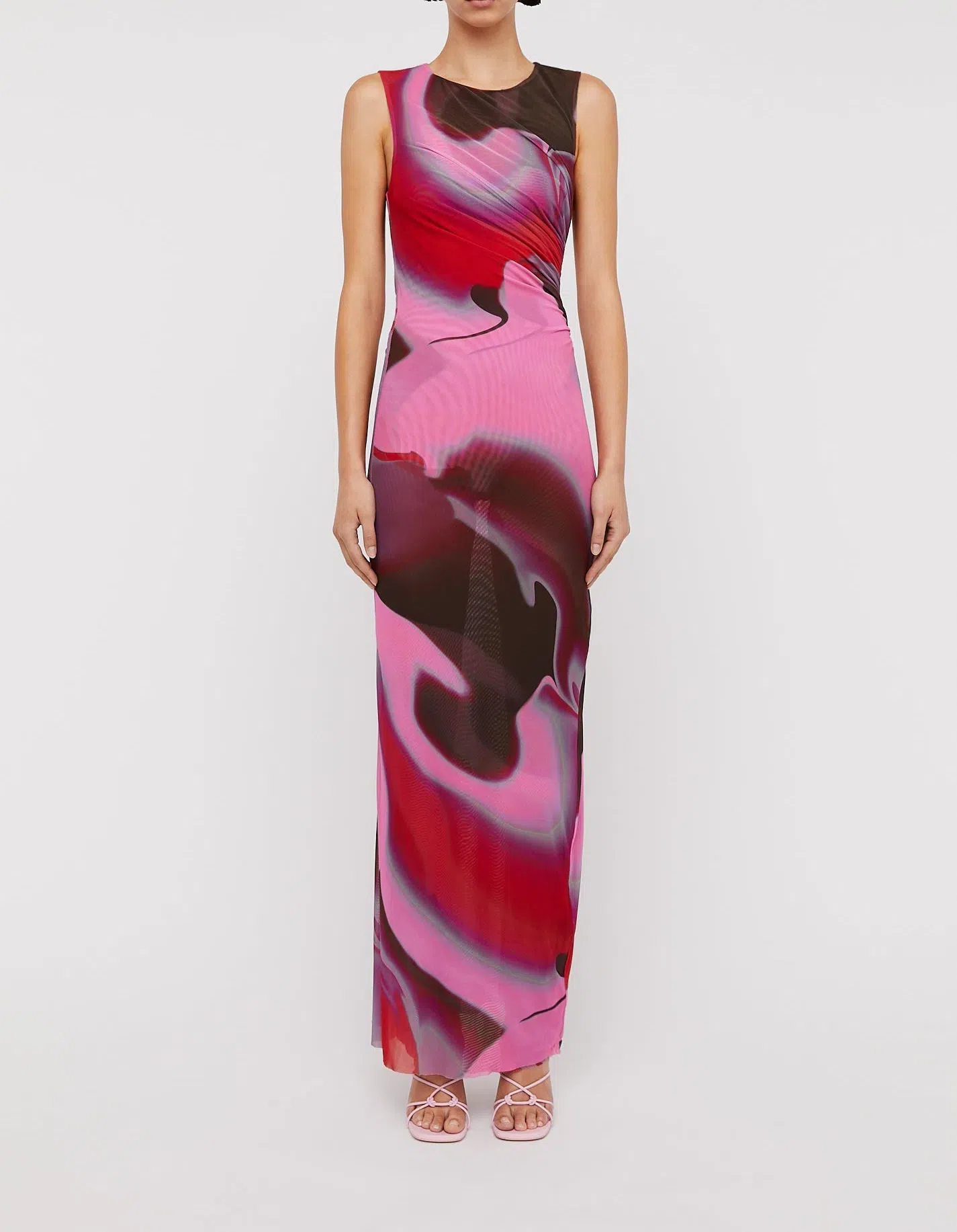 Scanlan Theodore Italian Mesh Gathered Dress Raspberry Size 8